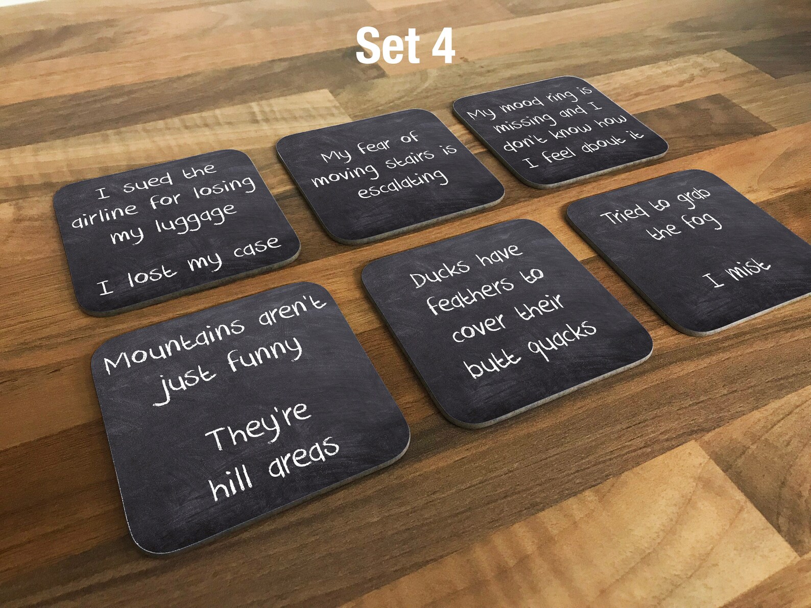 Funny Novelty Chalk Board Effect Coaster Pack of 6 4 Sets - Etsy UK