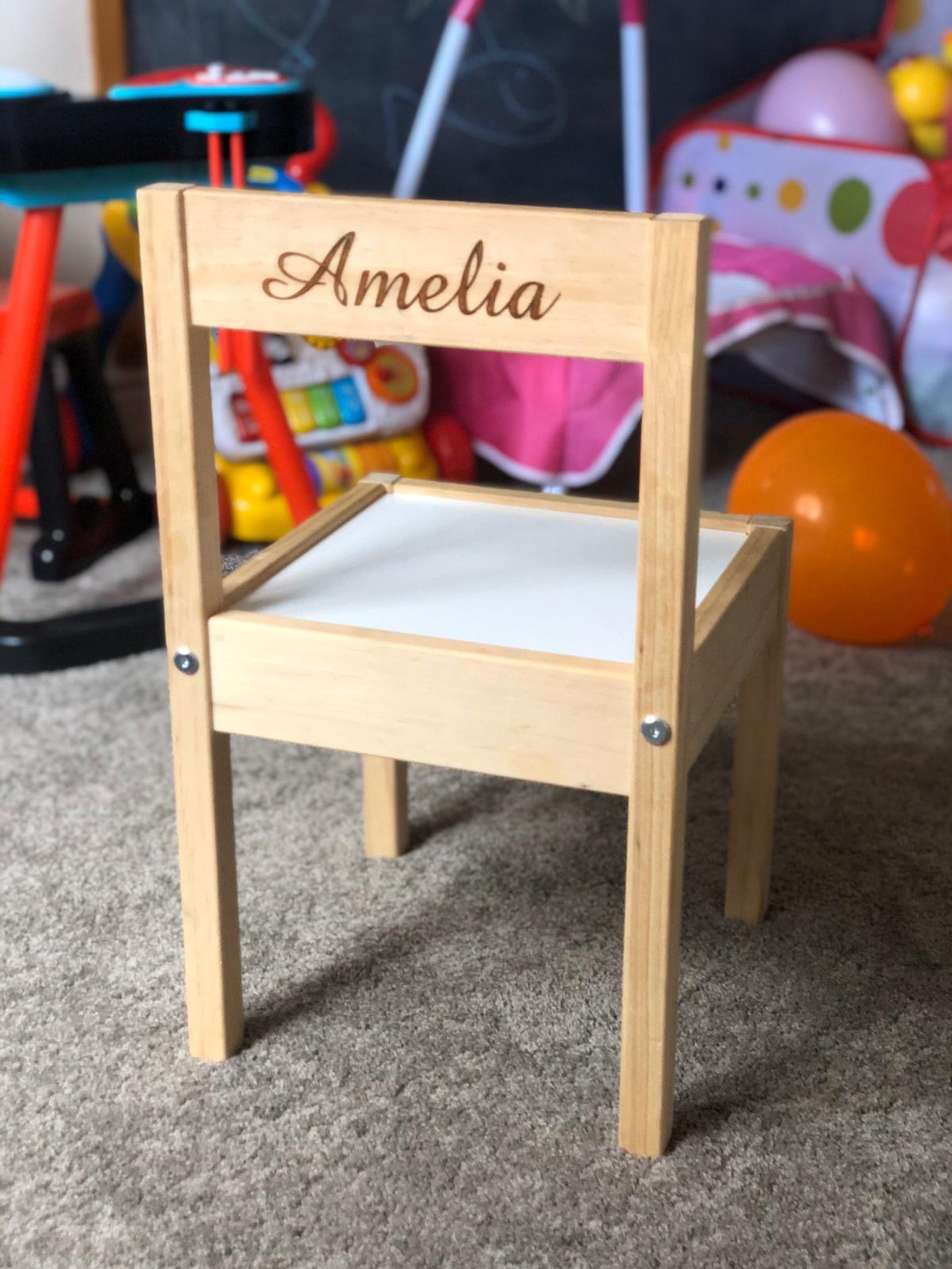 Personalised Childrens Kids Ikea SINGLE CHAIR, Any Name Engraved on the ...