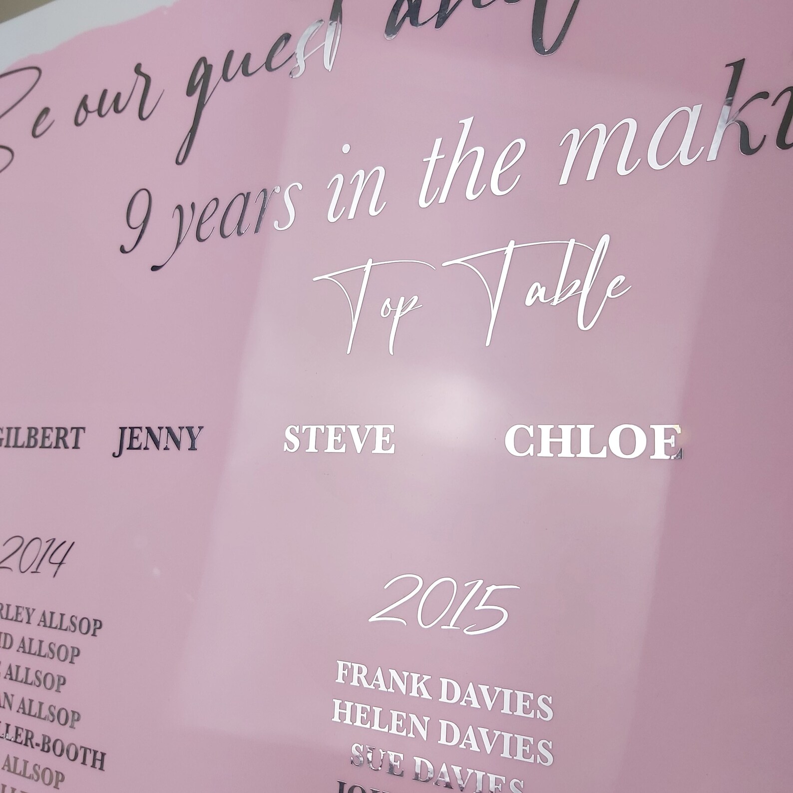 Personalised Perspex Table Plan Wedding Sign, Customisable Colour and ...