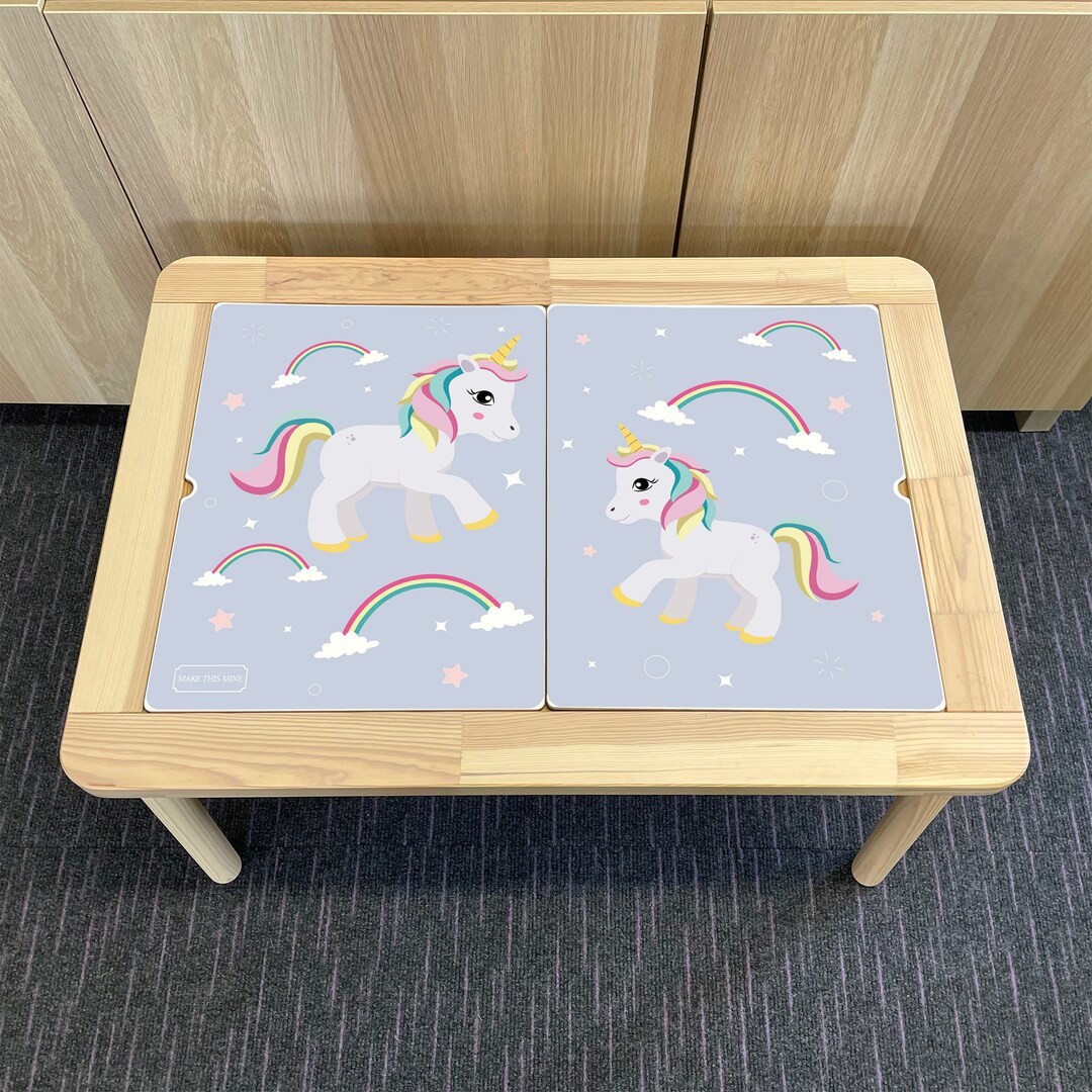 Kids Unicorn Sparkle Table Top STICKER ONLY Compatible With IKEA Flisat ...