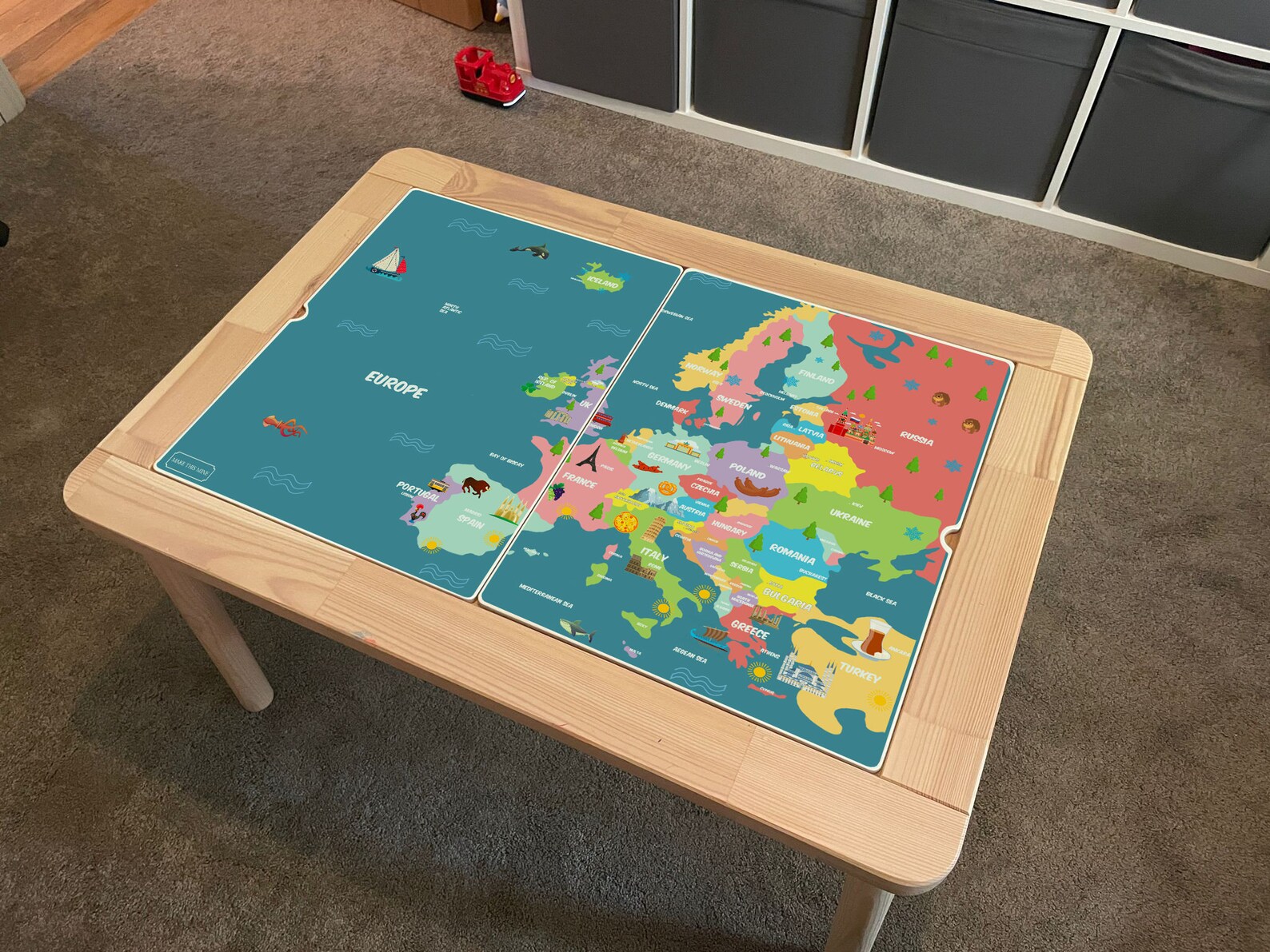 Kids Europe Map Table Top STICKER ONLY Compatible With IKEA | Etsy