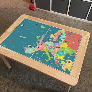 Kids Europe Map Table Top STICKER ONLY Compatible With IKEA Flisat ...