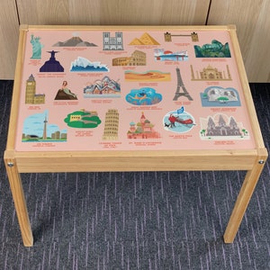 Kids World Landmarks Table Top STICKER ONLY Compatible With IKEA Latt ...