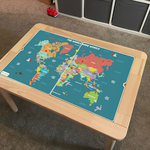 Kids World Map Table Top STICKER ONLY Compatible With IKEA Flisat ...