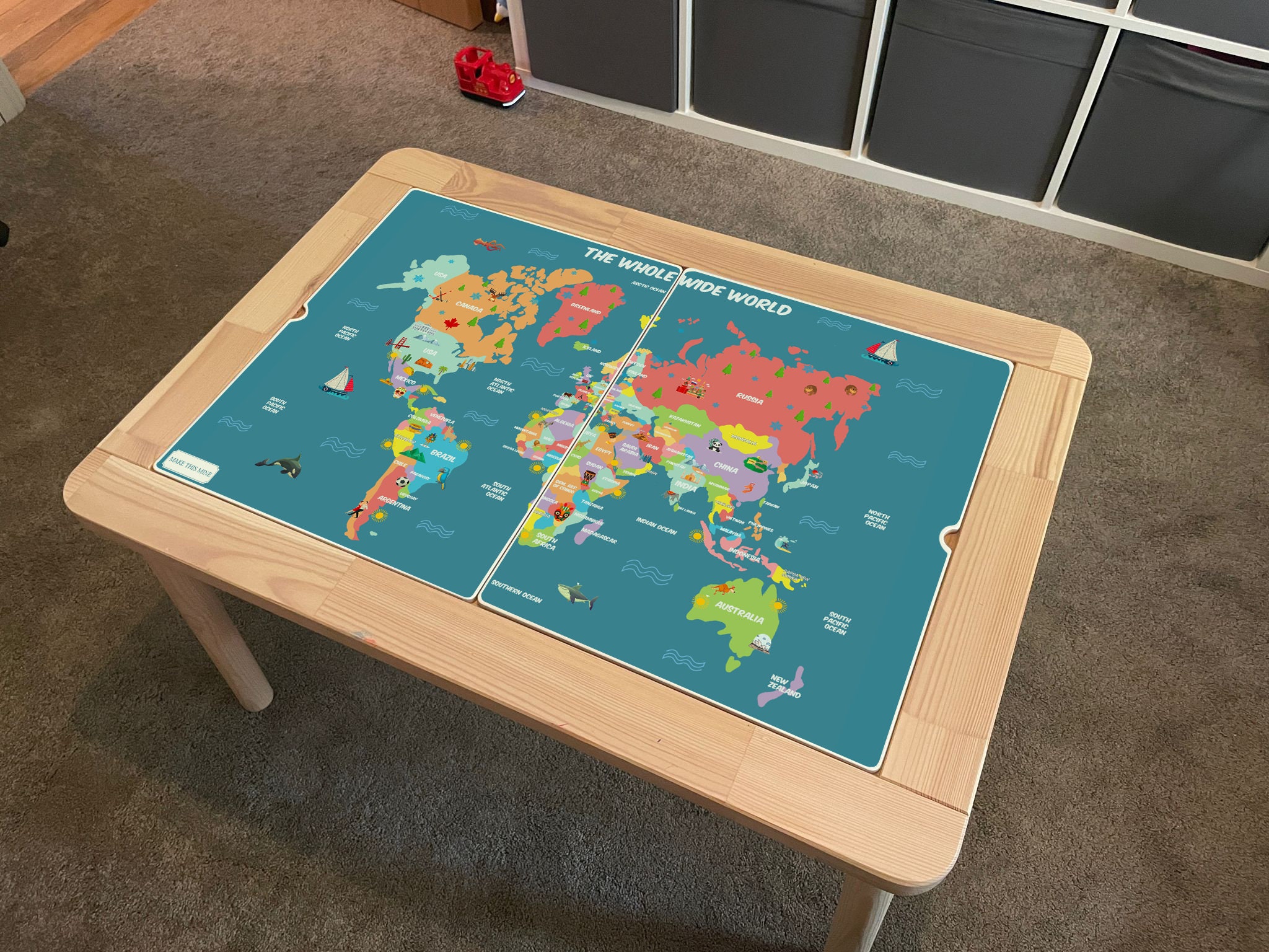 Kids World Map Table Top STICKER ONLY Compatible With IKEA - Etsy UK
