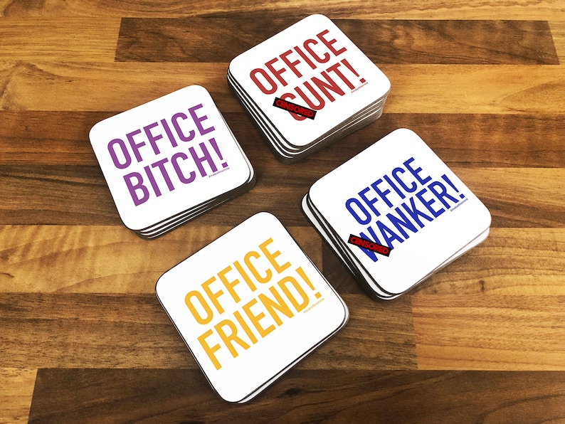 Funny Rude Office Coasters Set of 4 Novelty Swearing - Etsy