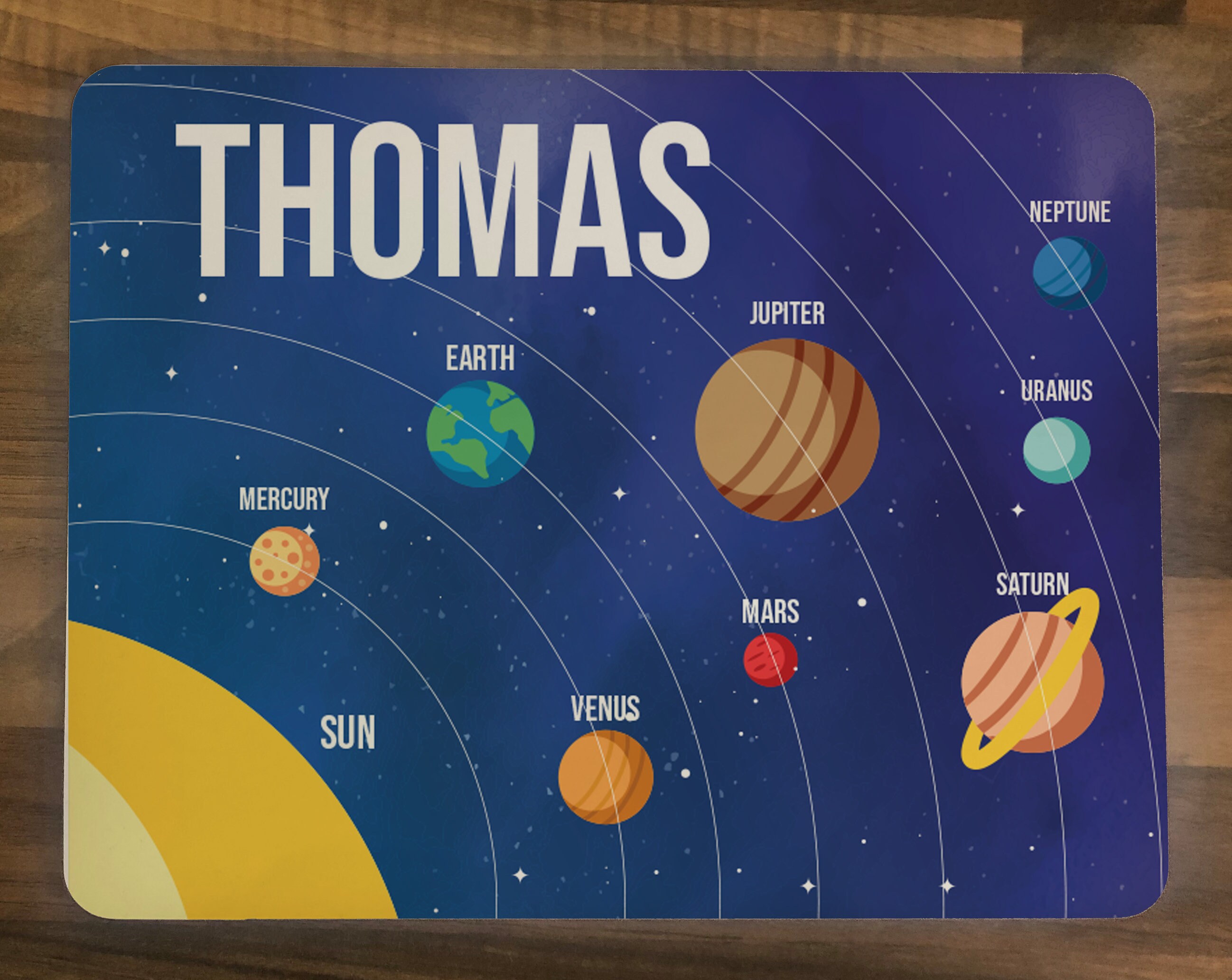 Personalised Kids Planets Hardboard Placemat & Coaster Set | Etsy
