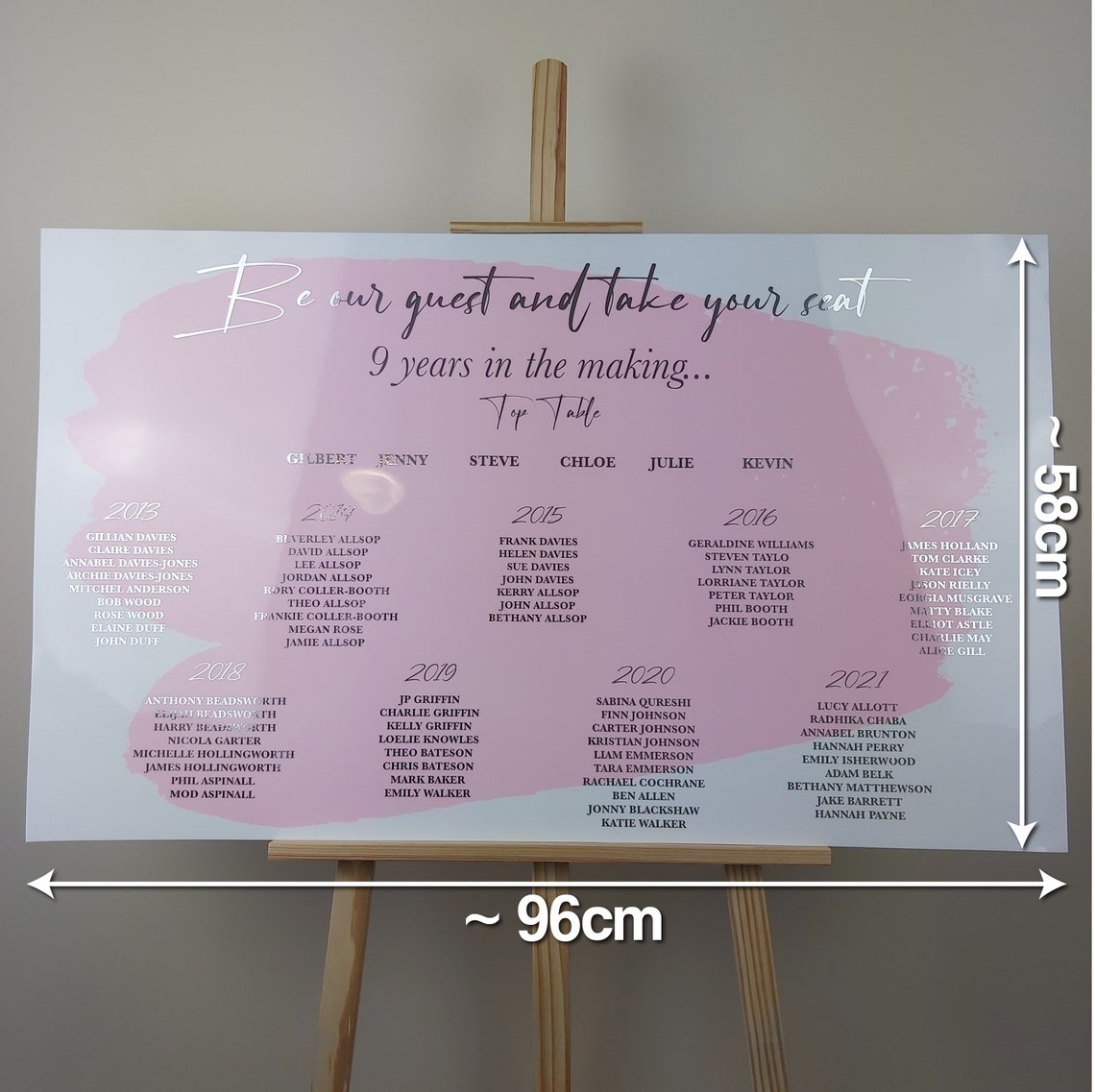 Personalised Perspex Table Plan Wedding Sign, Customisable Colour and ...