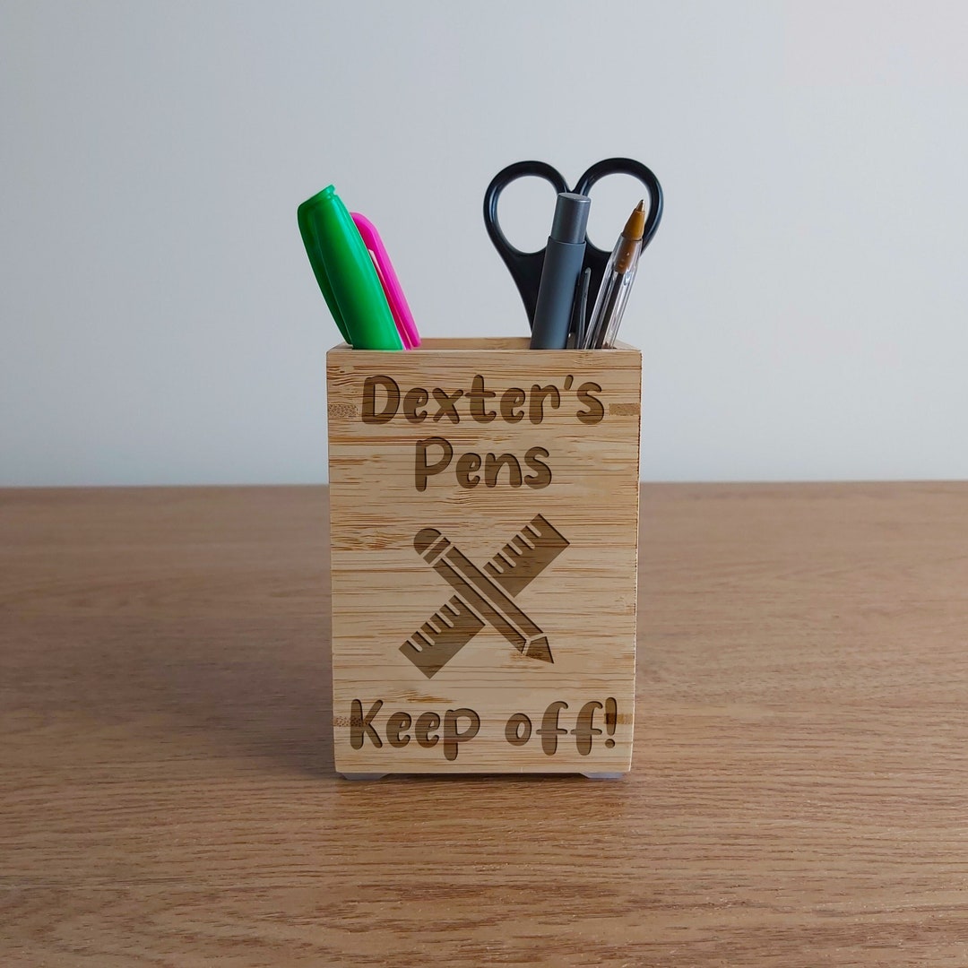 Sustainable Bamboo Pen Pot With Custom Personalised Engraving Pencil ...
