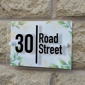 Personalised Perspex House Door Number Sign Split Design Hard-wearing ...