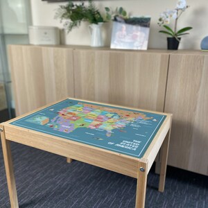 Kids USA Map Table Top STICKER ONLY Compatible With Ikea Latt Tables ...
