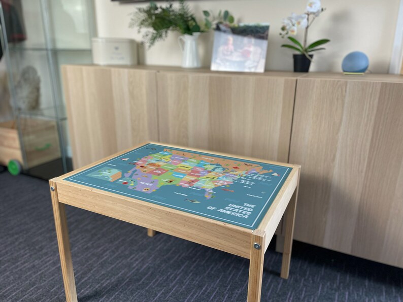 Kids USA Map Table Top STICKER ONLY Compatible With Ikea Latt Tables ...