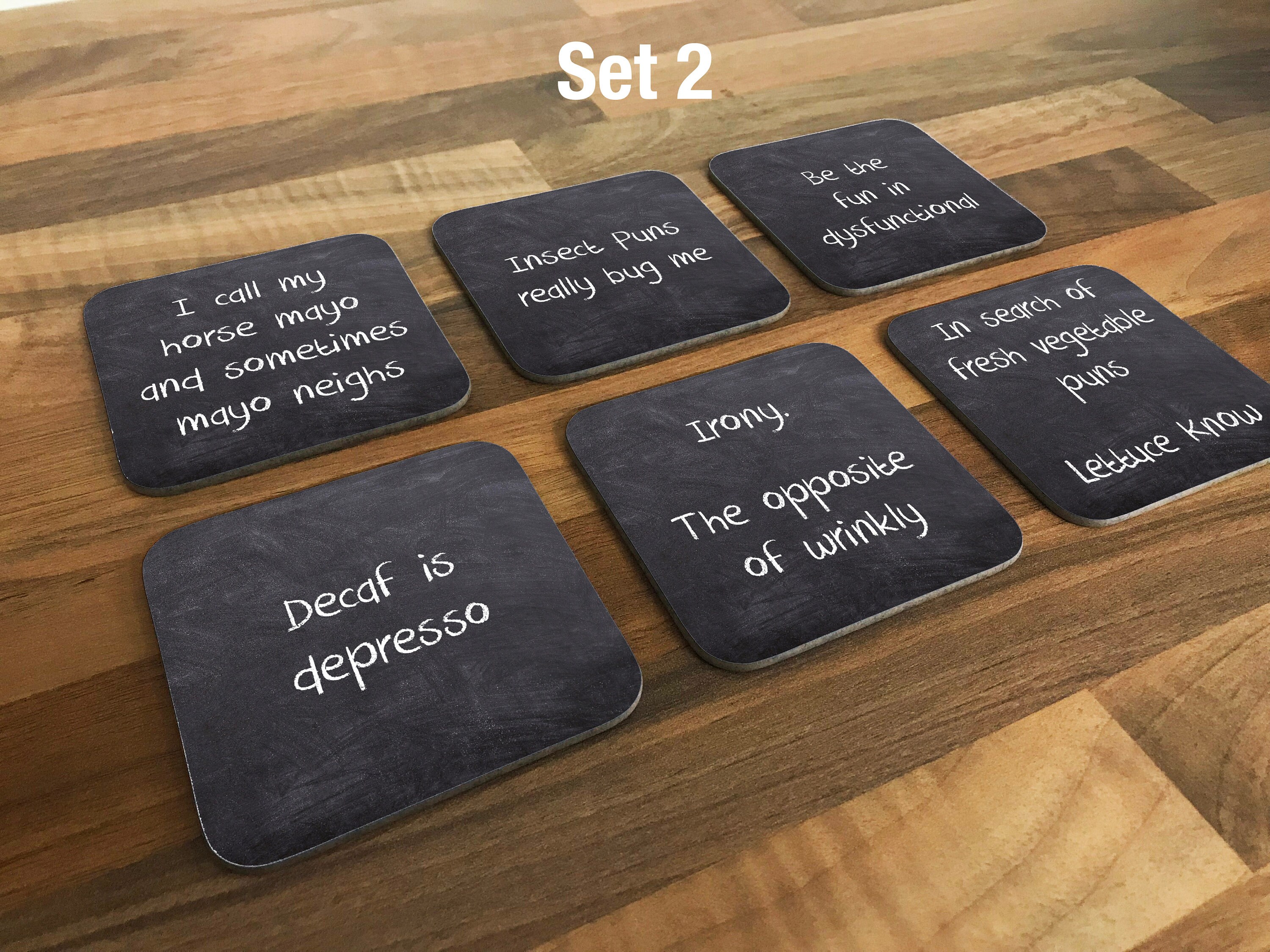 Funny Novelty Chalk Board Effect Coaster Pack of 6 4 Sets - Etsy UK
