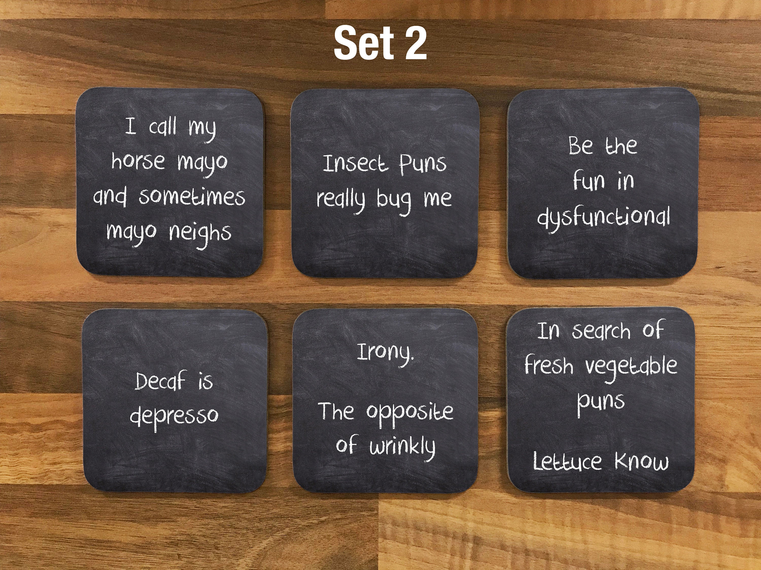Funny Novelty Chalk Board Effect Coaster Pack of 6 4 Sets - Etsy UK