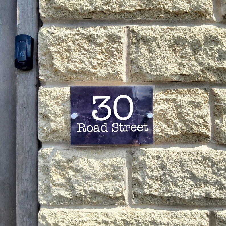 Personalised Perspex House Door Number White Typewriter Style Hard ...