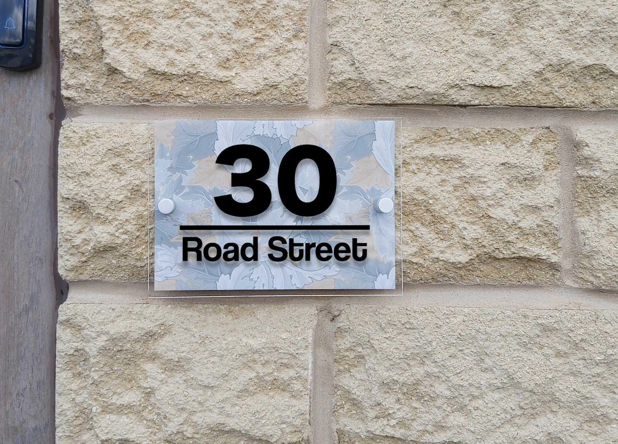 Personalised Perspex House Door Number Sign Lined Deco Hard-wearing ...