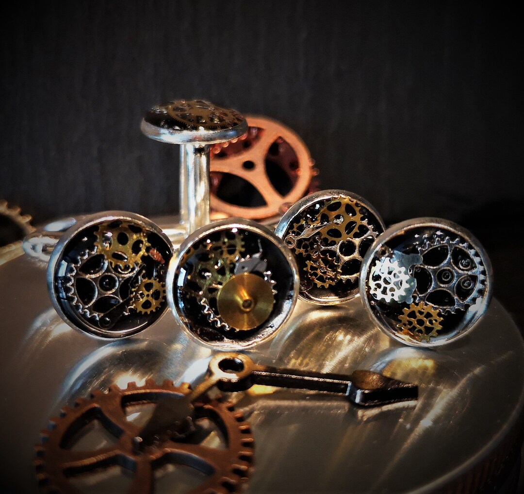 Cufflinks Steampunk Gear Silver Plated Suit Shirt Men Watch Watch Parts ...