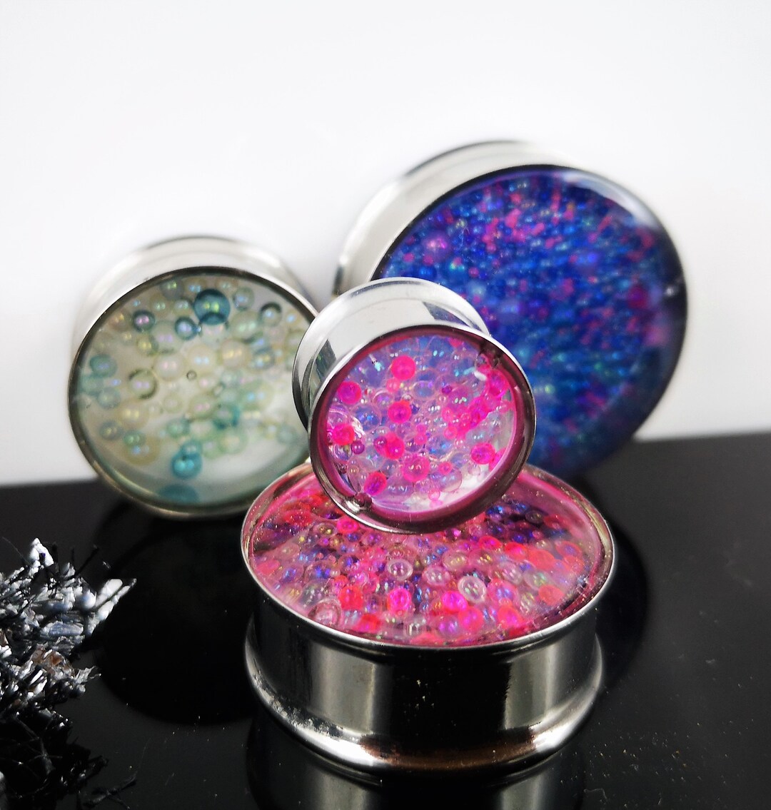Plug, Stainless Steel, Resin, Pearls, Ear Piercing, Bubbles, up to 50 ...