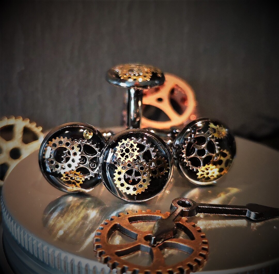 Cufflinks, Steampunk, Gear, Gunmetal, Suit, Shirt, Men, Watch, Watch ...