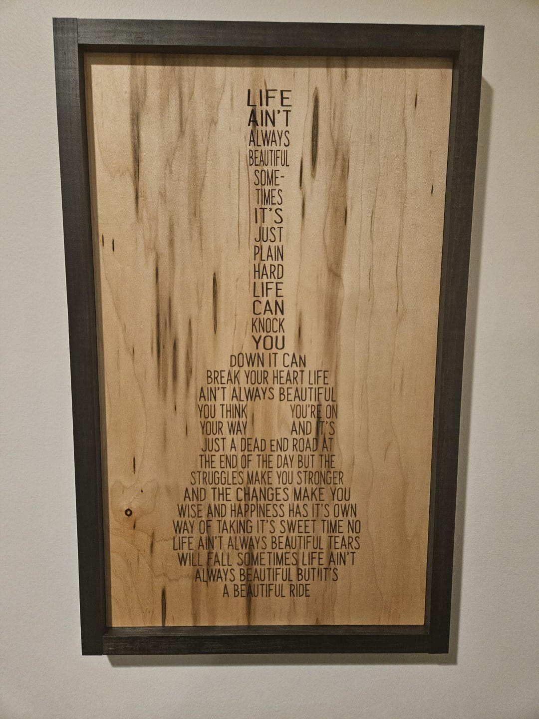 Life Ain't Always Beautiful Lyrics Wood Guitar Sign 14x22x2 - Etsy