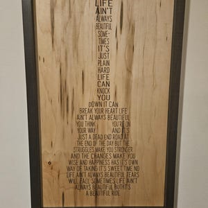 Life Ain't Always Beautiful Lyrics Wood Guitar Sign 14x22x2 - Etsy