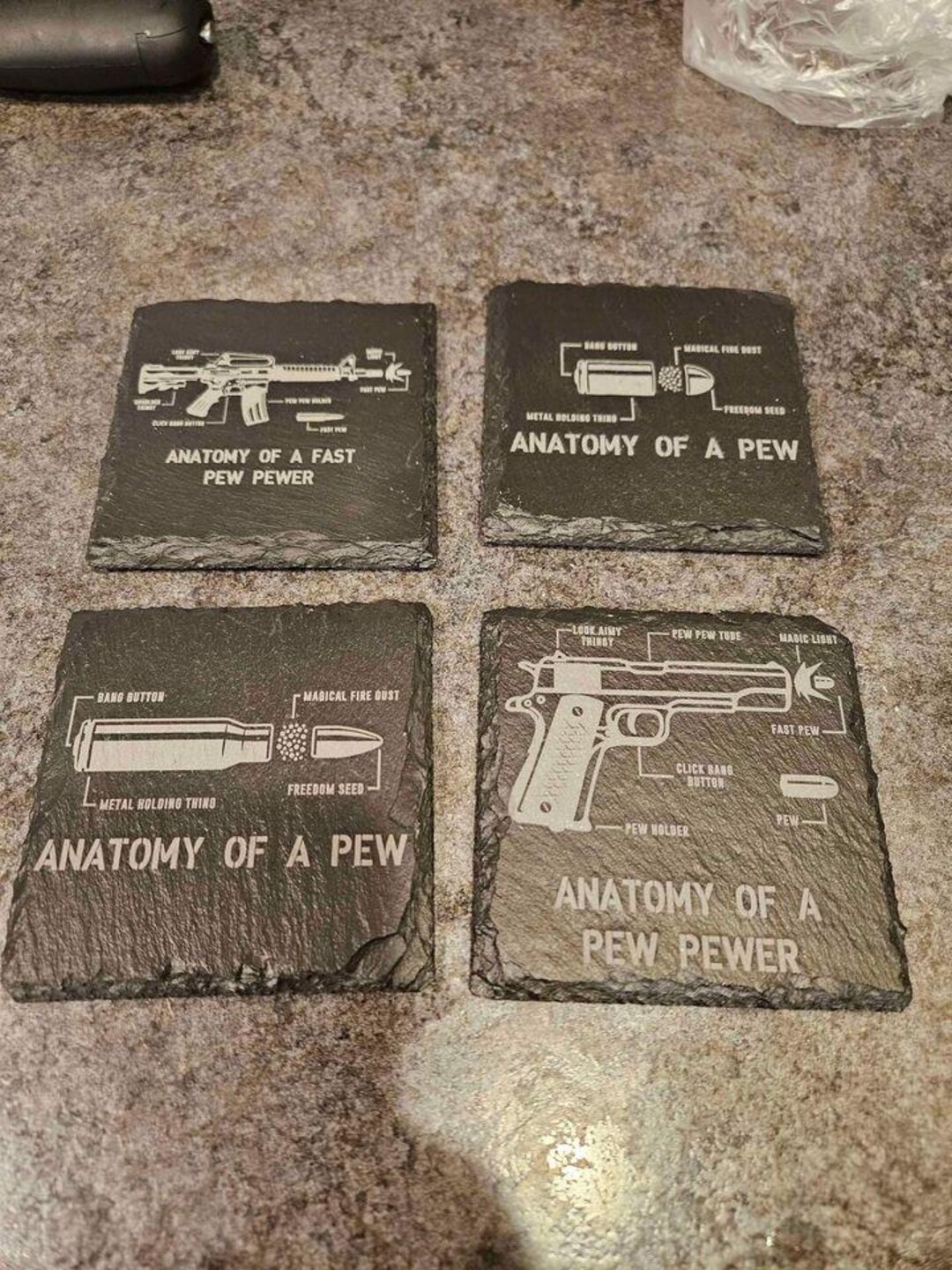 Set of 4 Square Slate Coasters Anatomy of a PEW - Etsy
