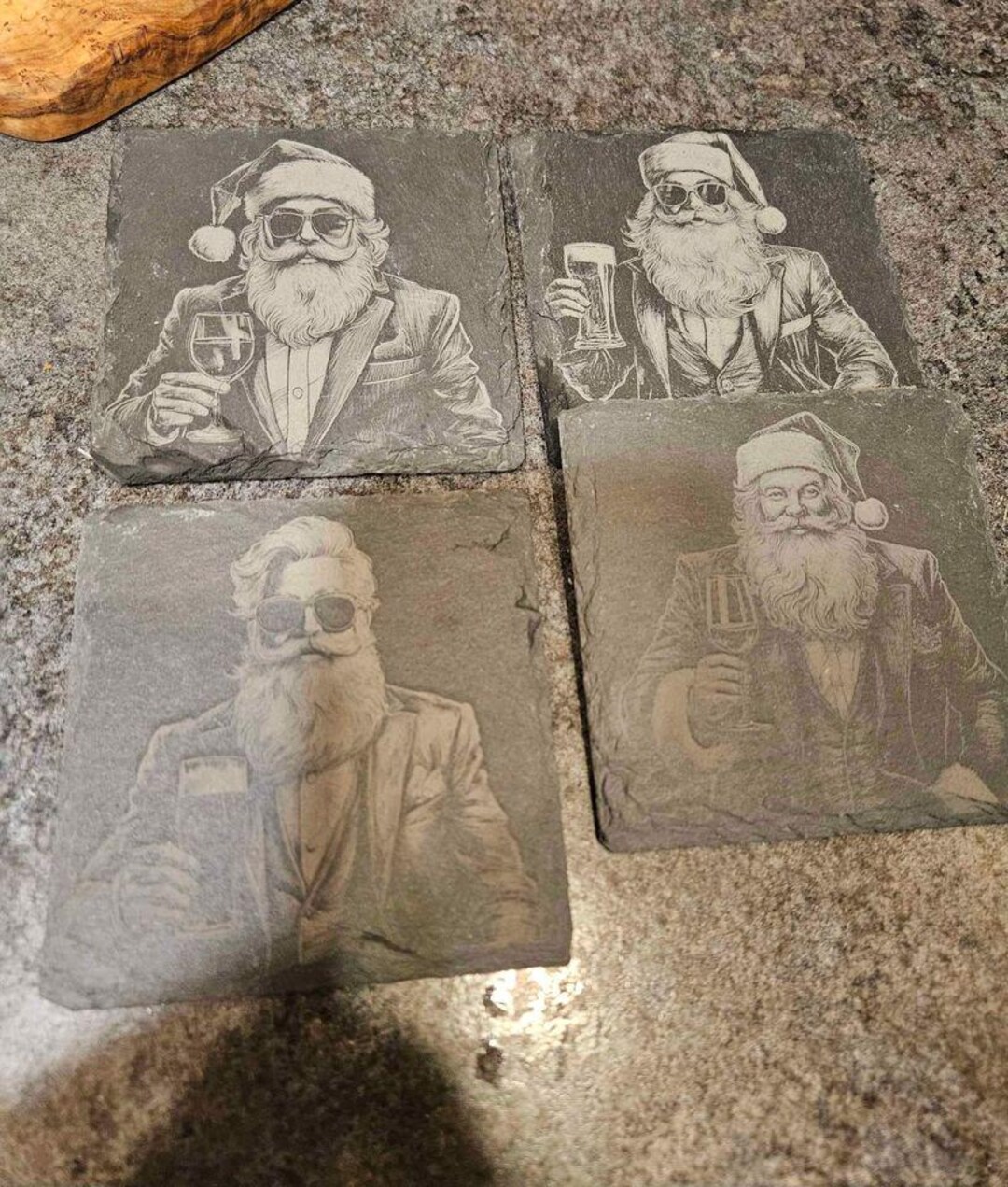 Set of 4 Square Slate Coasters Santa Claus - Etsy