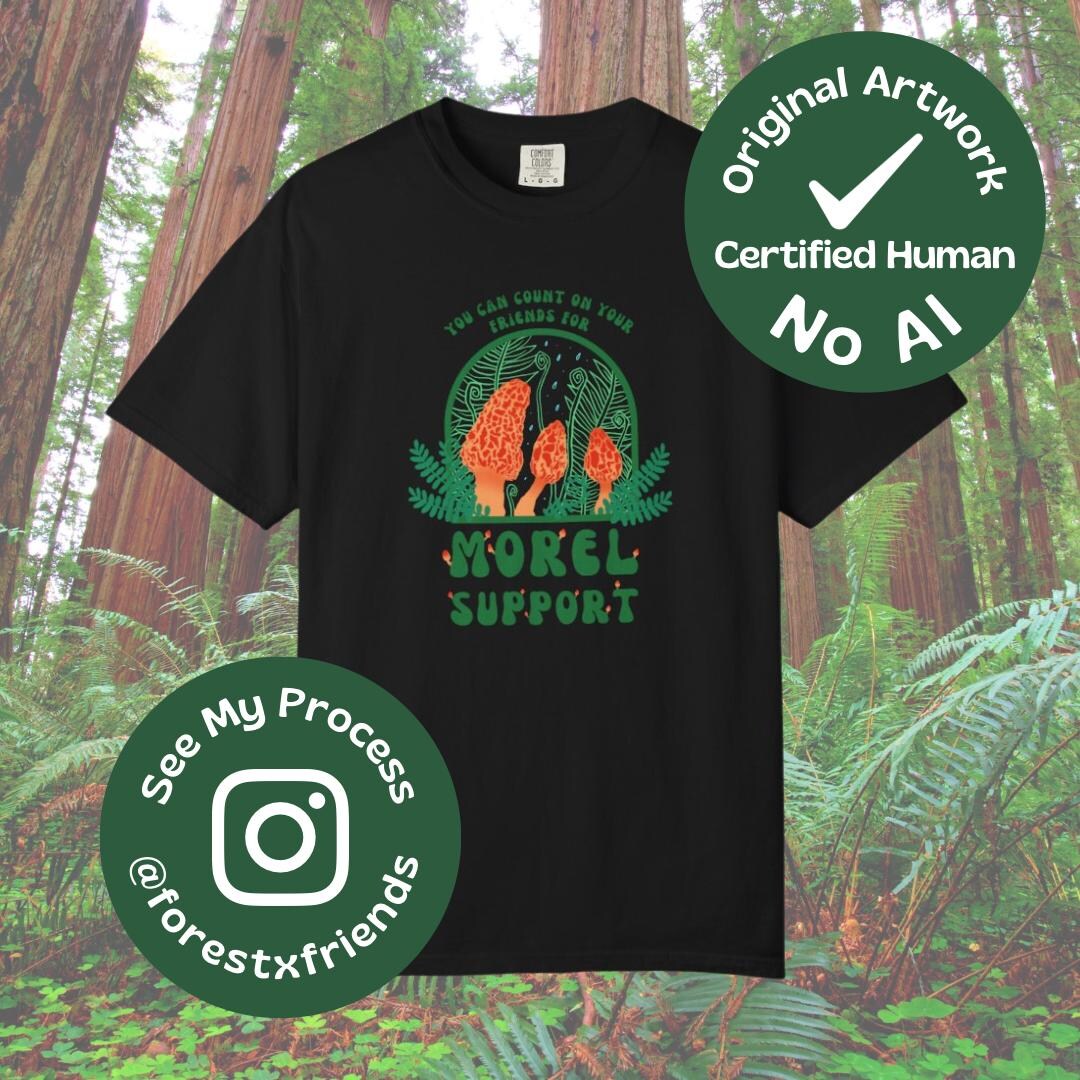 Morel Support Mushroom T-shirt, Retro Pun Tee, Forager Gift - Etsy