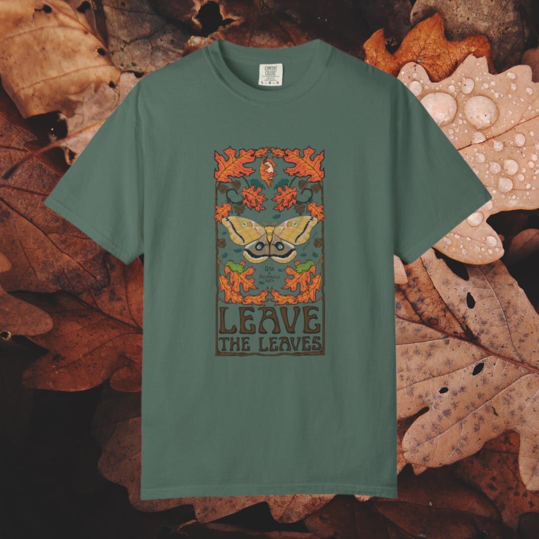 Leave the Leaves Moth Illustration T-shirt | Autumn Leaves Art Nouveau ...