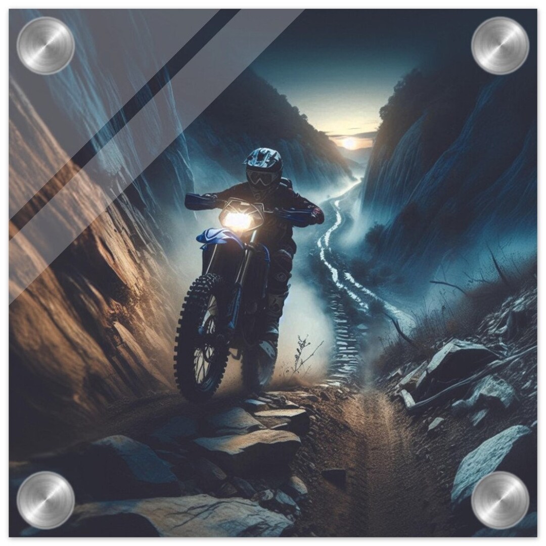 Night Ride Dirt Bike Poster | Offroad Two Wheel Adventure | Dark Trail ...