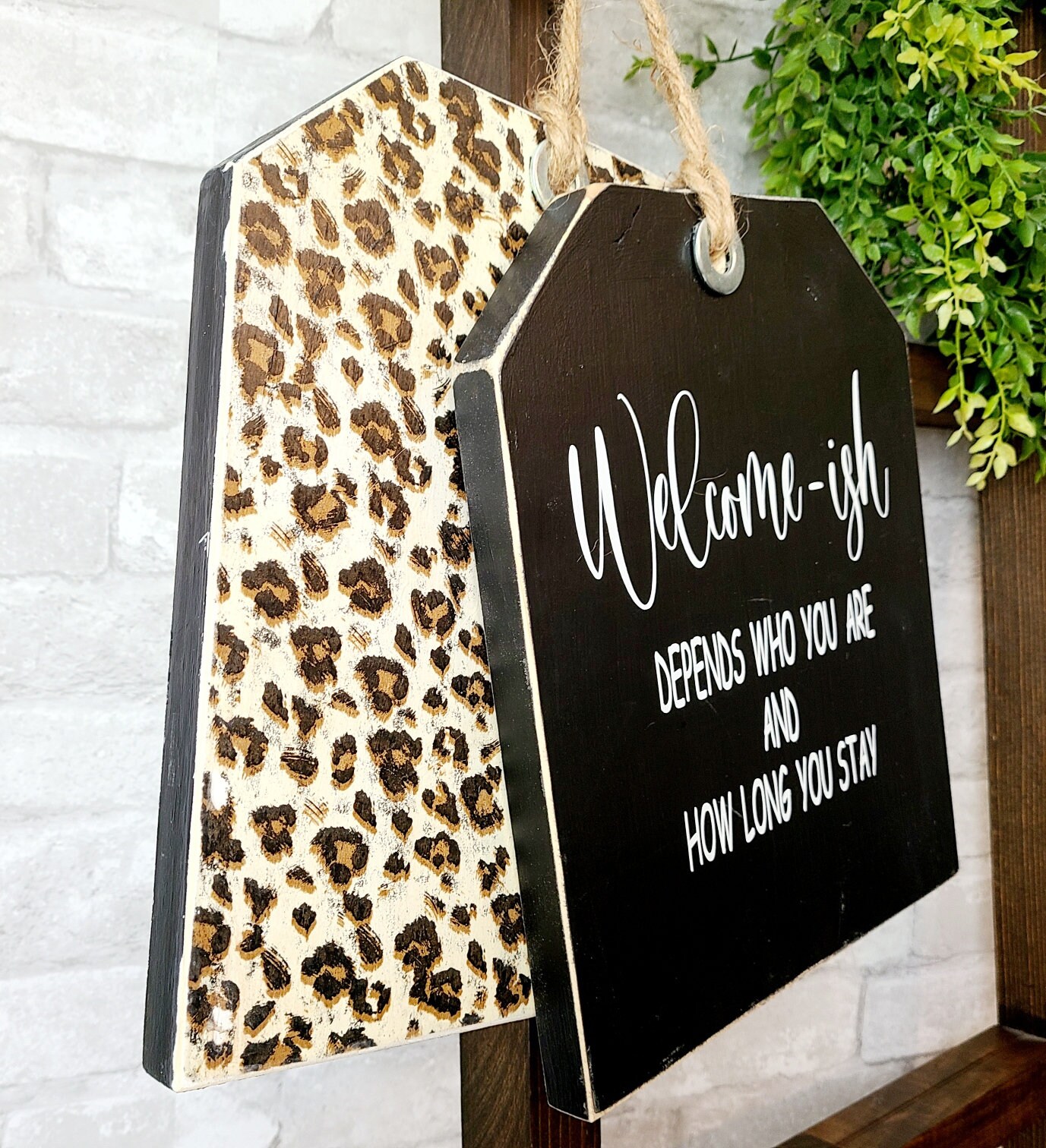 Farmhouse Wooden Door Tag Hanger /leopard Print / | Etsy