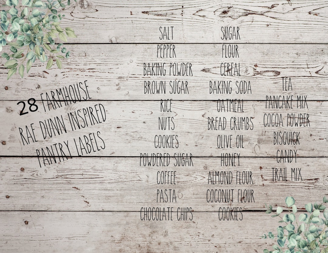 Rae Dunn Inspired Pantry Labels SVG | Pantry Labels | Food Storage ...
