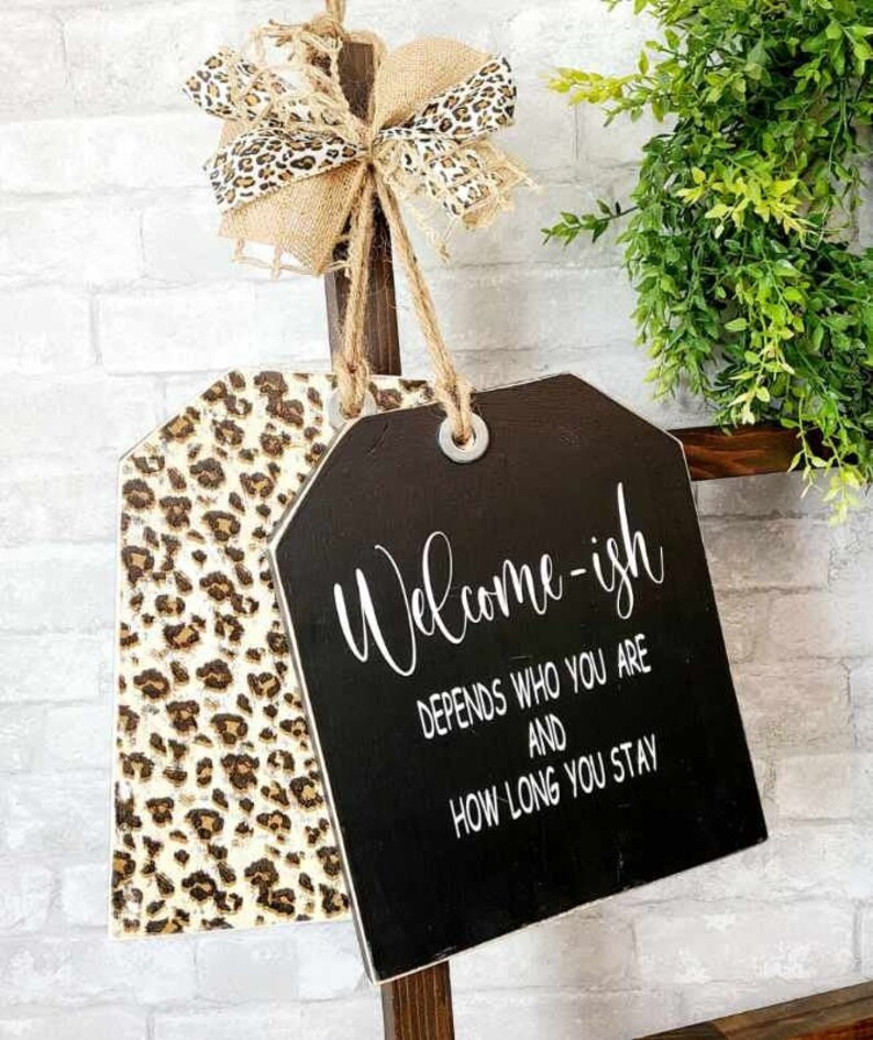 Farmhouse Wooden Door Tag Hanger /leopard Print / | Etsy