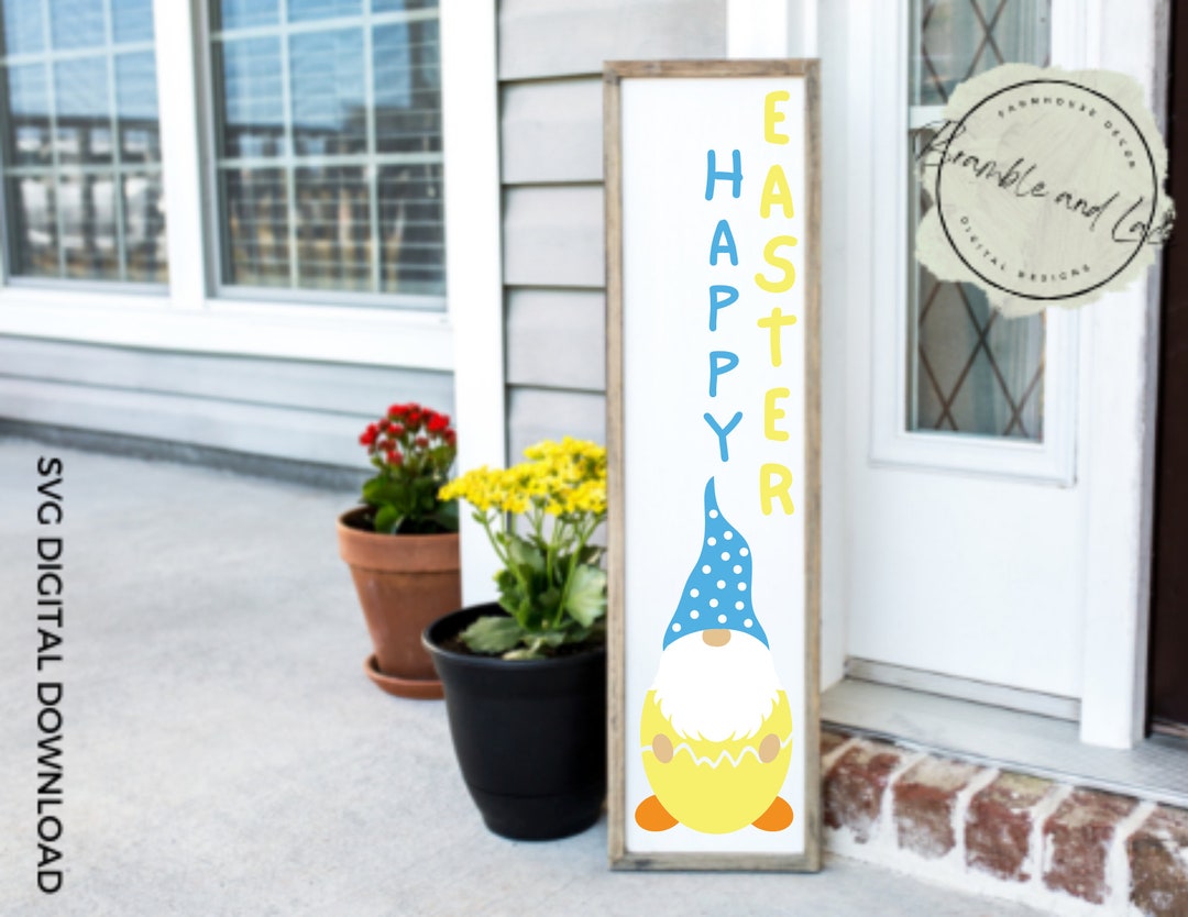 Happy Easter Gnome Porch Leaner Porch Leaner SVG File - Etsy