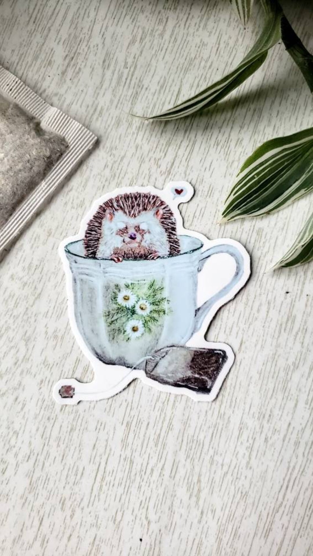 Hedgehog in Teacup Vinyl Sticker – Cute Vintage Tea Cup Animal Decal ...