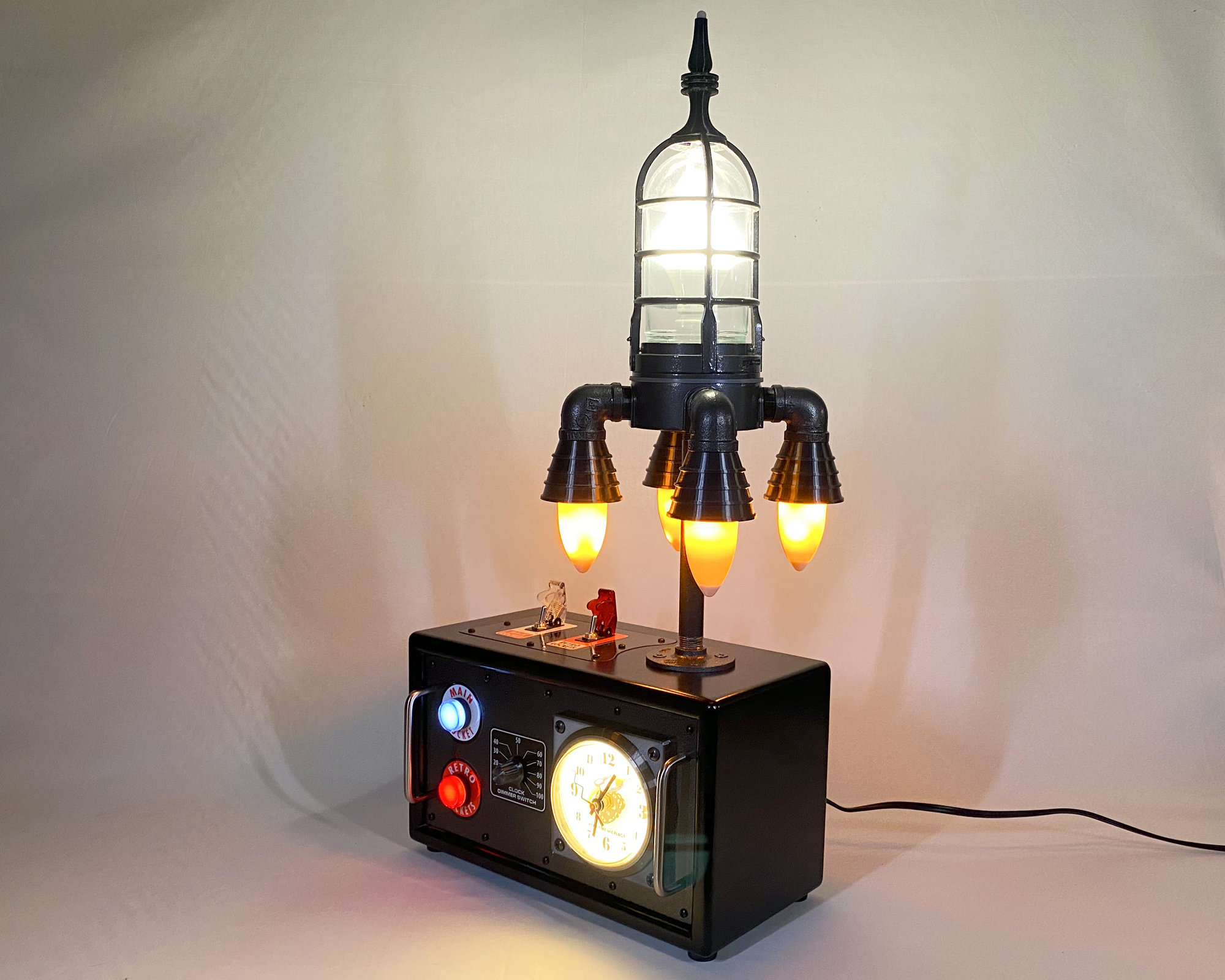 Retro Rocket Lamp, Retro Rocket Clock, Retro Rocket, Lamp, Clock, BLACK ...