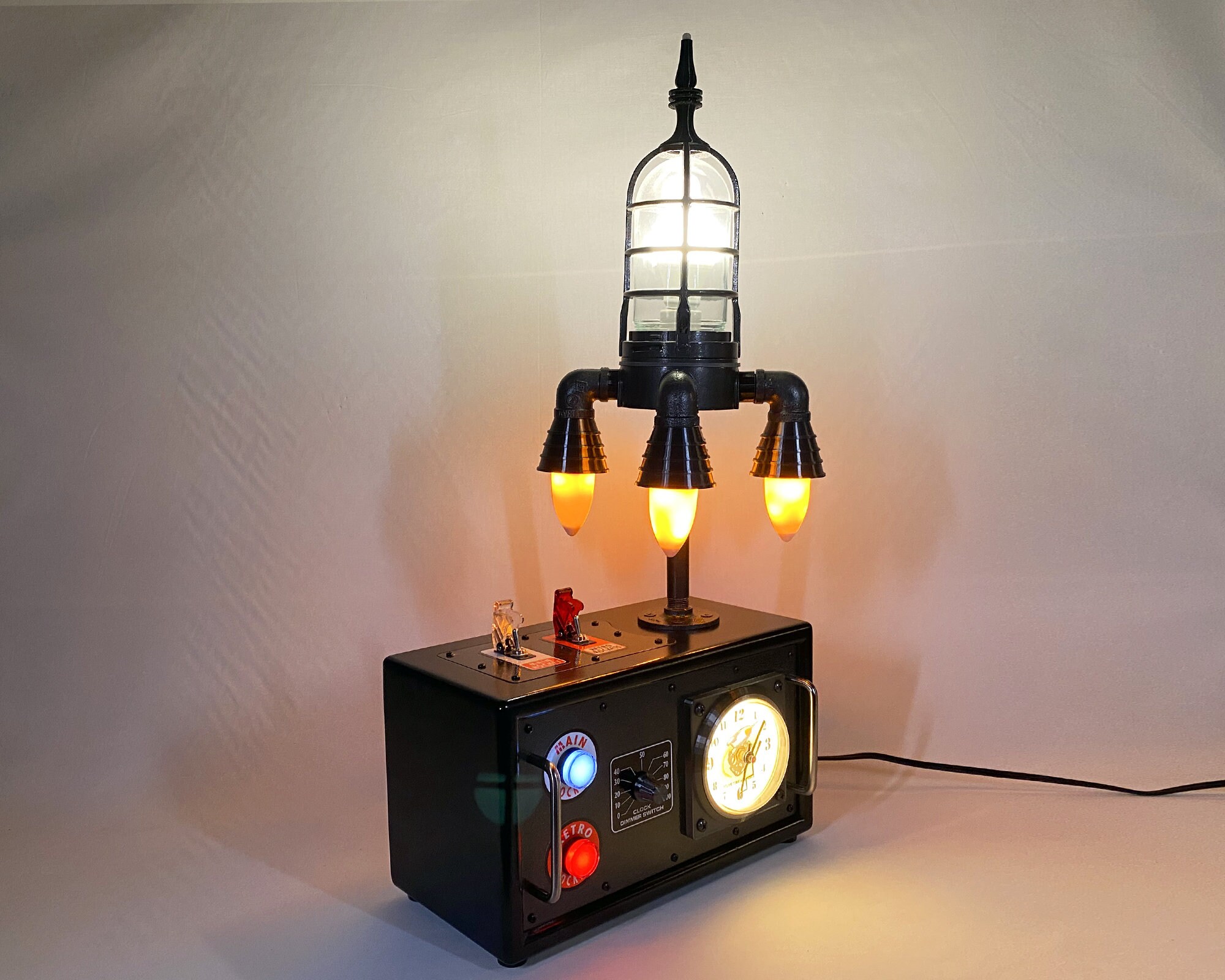 Retro Rocket Lamp, Retro Rocket Clock, Retro Rocket, Lamp, Clock, BLACK ...