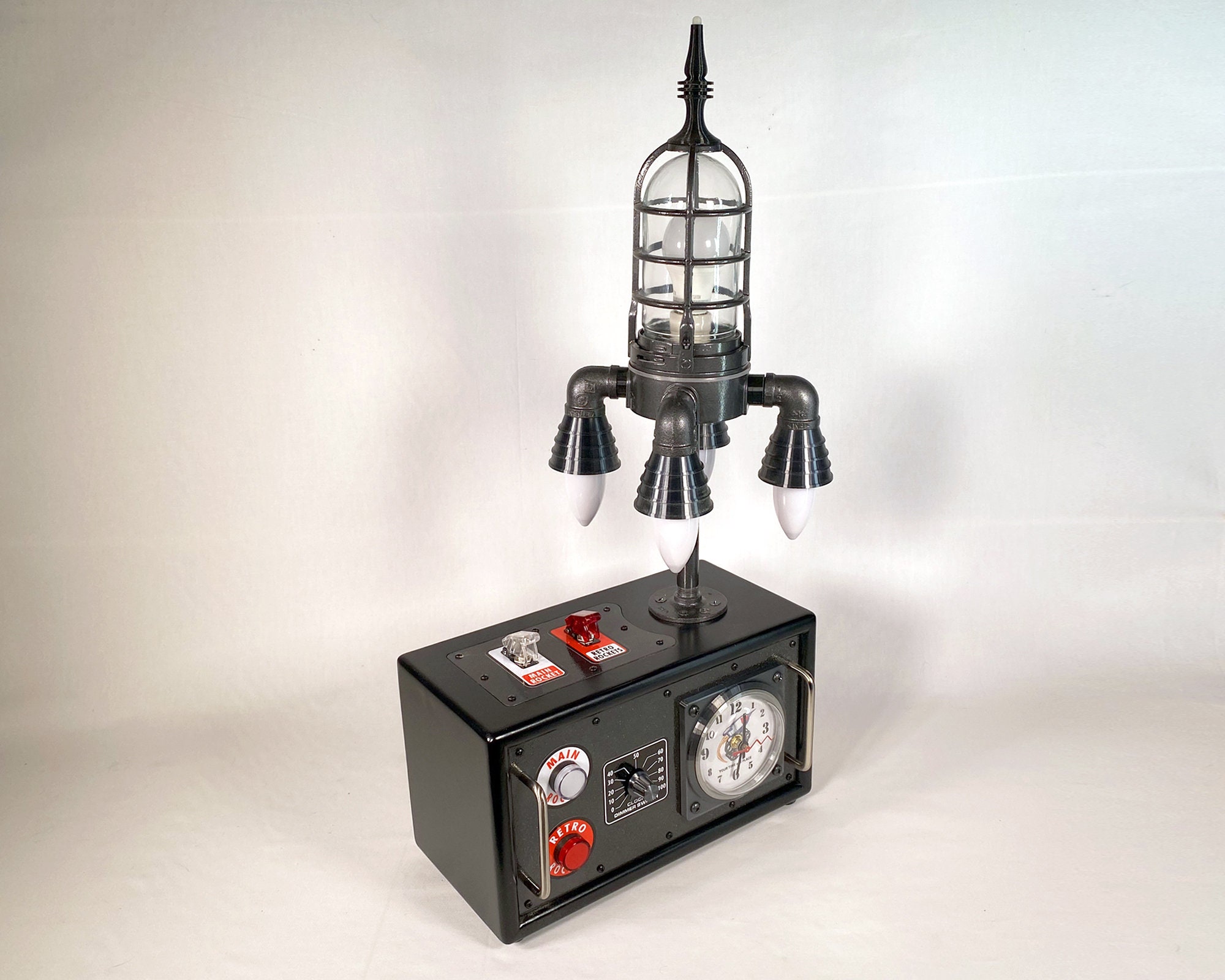 Retro Rocket Lamp, Retro Rocket Clock, Retro Rocket, Lamp, Clock, BLACK ...