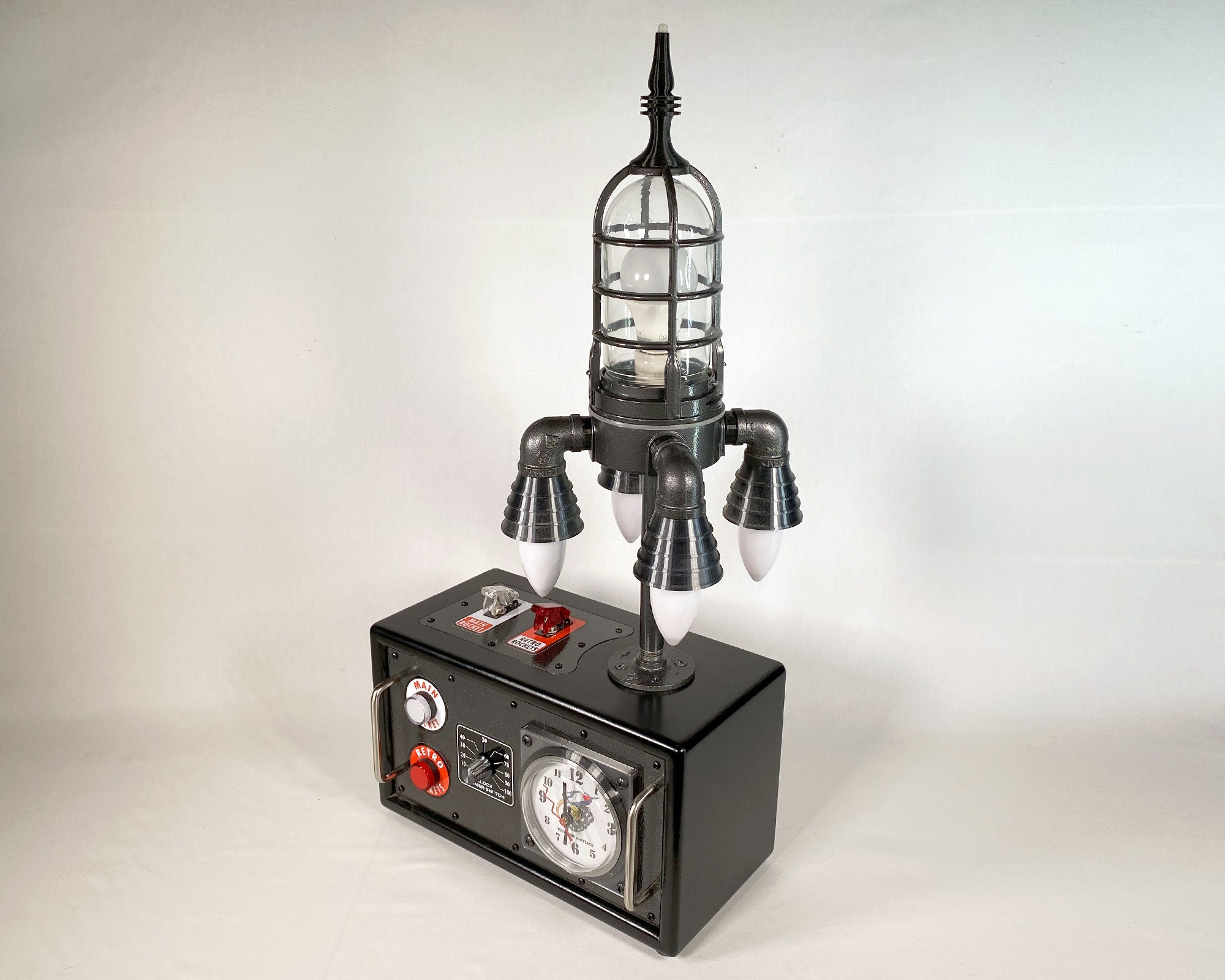 Retro Rocket Lamp, Retro Rocket Clock, Retro Rocket, Lamp, Clock, BLACK ...