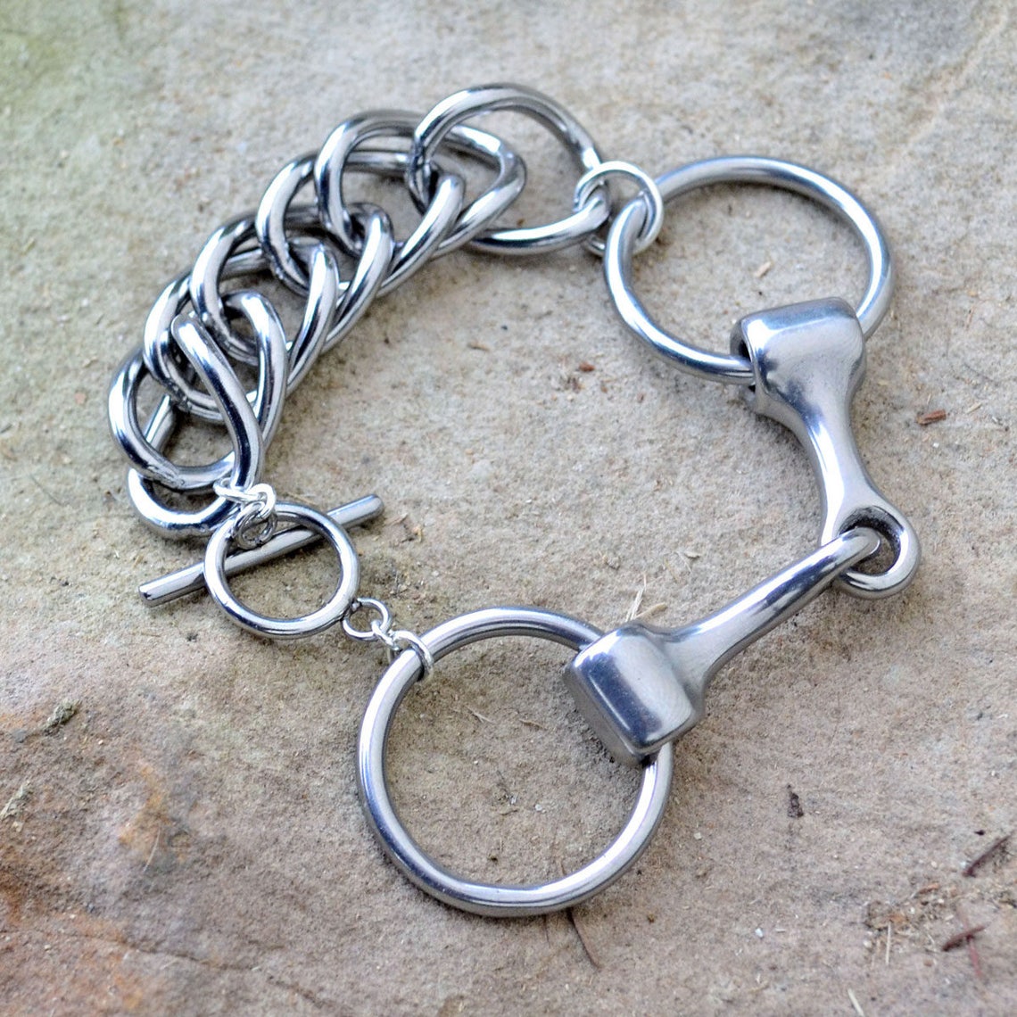 Stainless Steel Curb Chain Full Snaffle Bit Bracelet | Etsy
