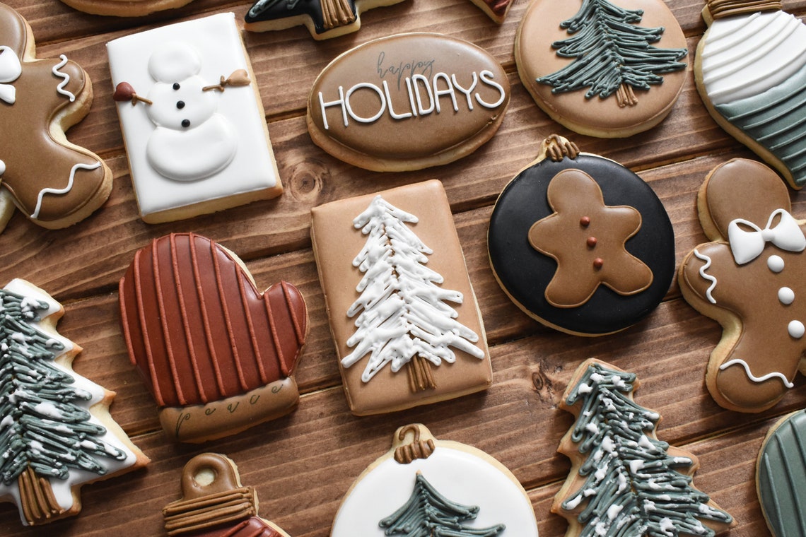 Christmas/holiday Royal Icing Sugar Cookies Regular - Etsy