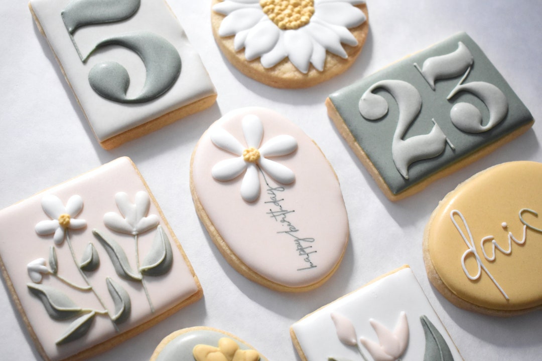 Floral Birthday Royal Icing Sugar Cookies - Individually Wrapped ...