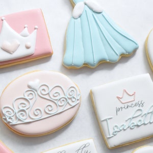 Pink & Blue Princess Birthday Party Royal Icing Sugar Cookies Regular ...