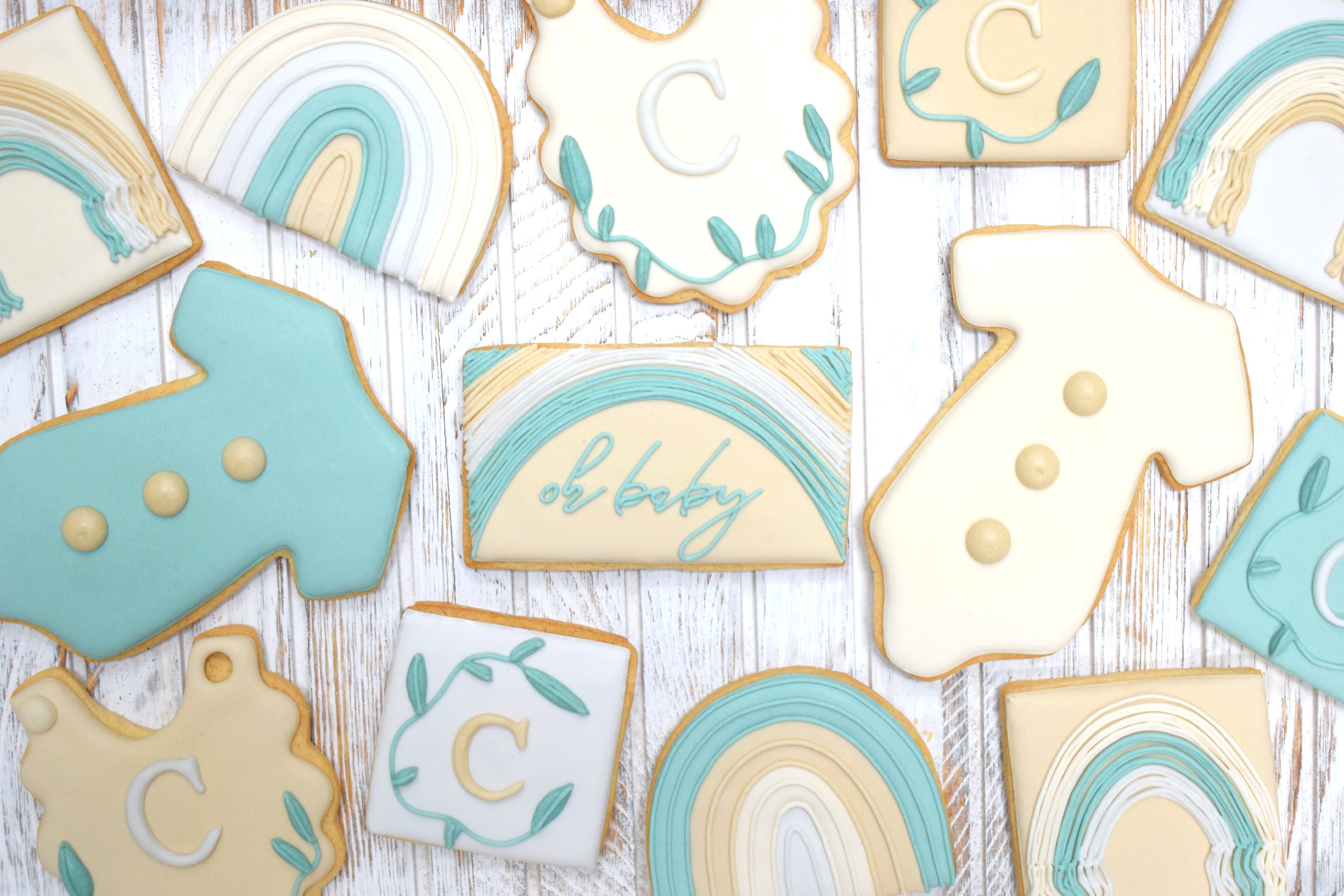 Boho Rainbow Baby Royal Icing Sugar Cookies - Individually Wrapped ...