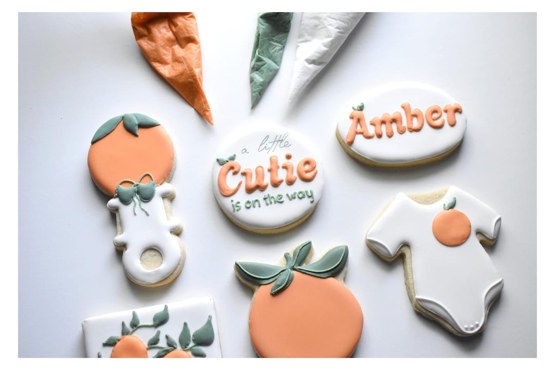 Little Cutie Baby Shower Sugar Cookies - Customizable - Individually ...