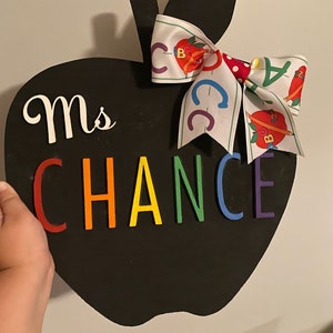 Teacher Door Sign, Apple Classroom Sign, School Classroom Sign, Teach ...