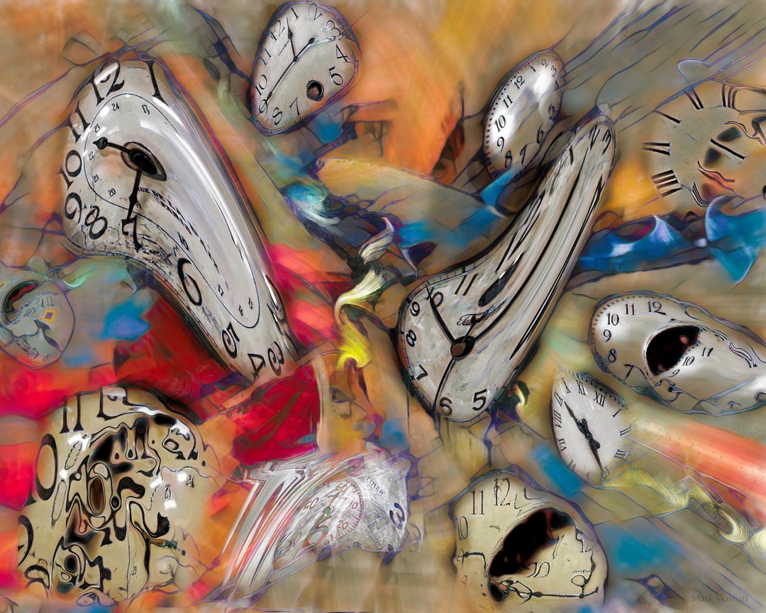 Time Perception, Time Conceptual Print, Surreal Clocks, Time Home Decor ...