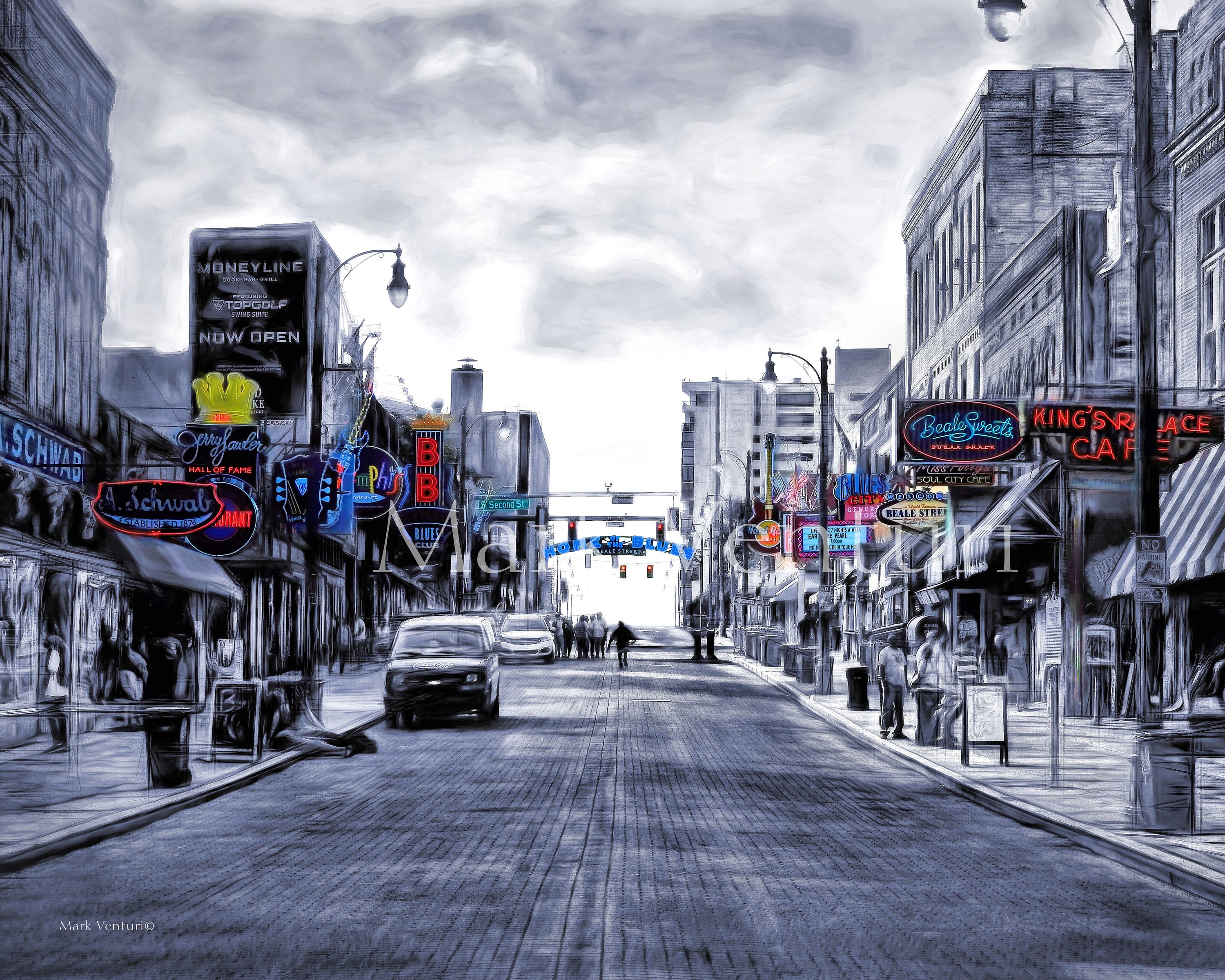 Beale Street Memphis Print Memphis Cityscape Beale Street - Etsy