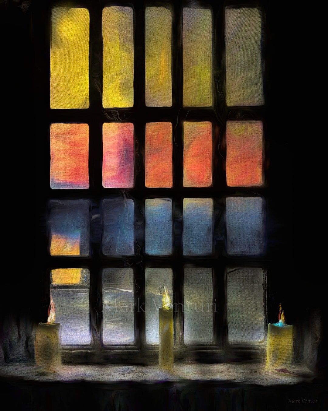 Candlelight Print, Windows Art Print, Candlelit Window Art, Window in ...