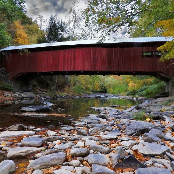 Red Covered Bridge - Etsy